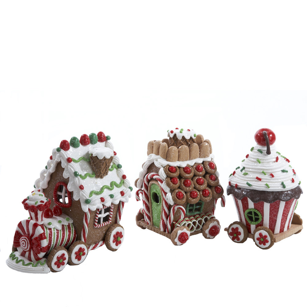 Kurt Adler Claydough 3 Piece 3D LED Gingerbread Train Set & Reviews ...