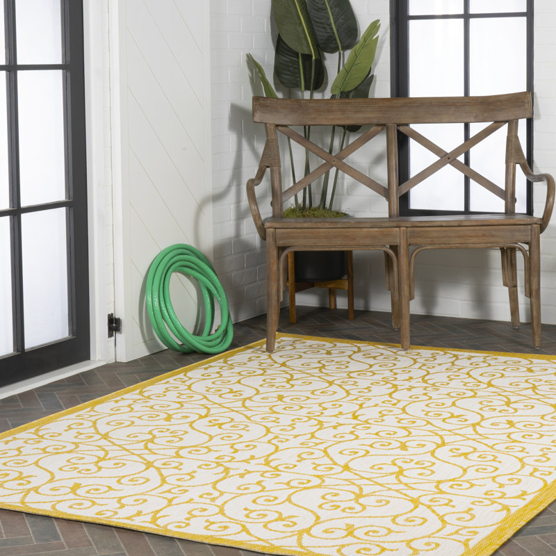 Canora Grey Deilani Cream/Yellow Indoor/Outdoor Rug & Reviews | Wayfair