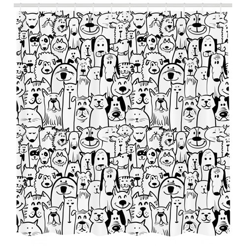 Bless international Doodle Shower Curtain Set + Hooks | Wayfair