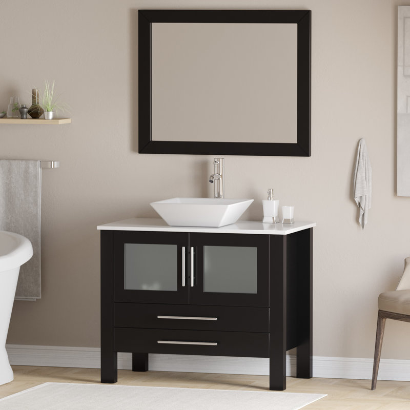 Cambridge Plumbing Juniper 35" Single Bathroom Vanity Set with Mirror ...