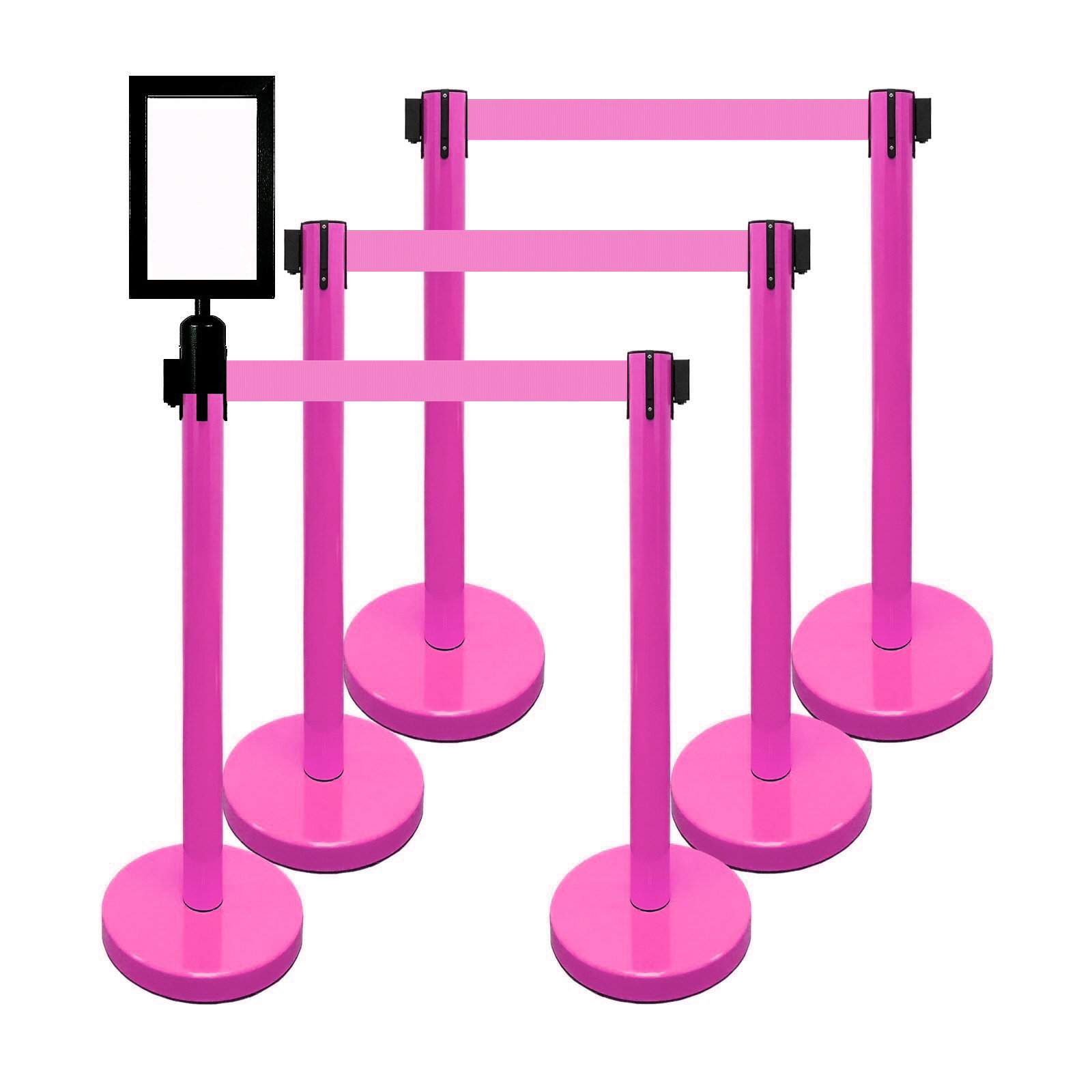 VIP Crowd Control Retractable Belt Queue Safety Stanchion Barrier Set ...