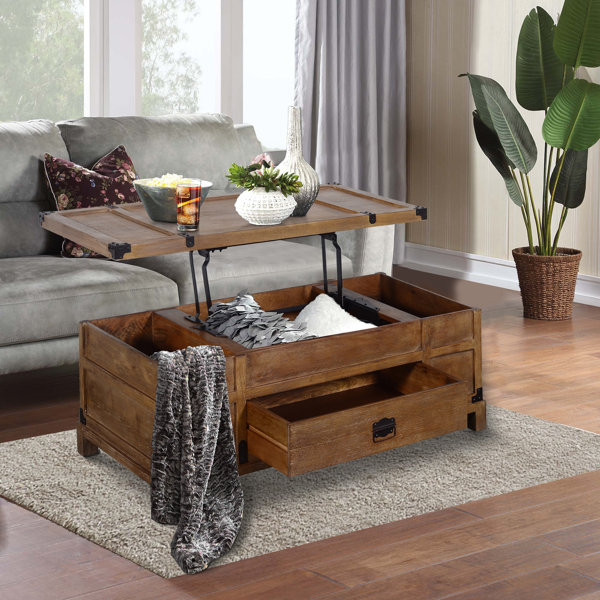 Loon Peak® Vandervort Solid Wood Lift Top Coffee Table with Storage ...