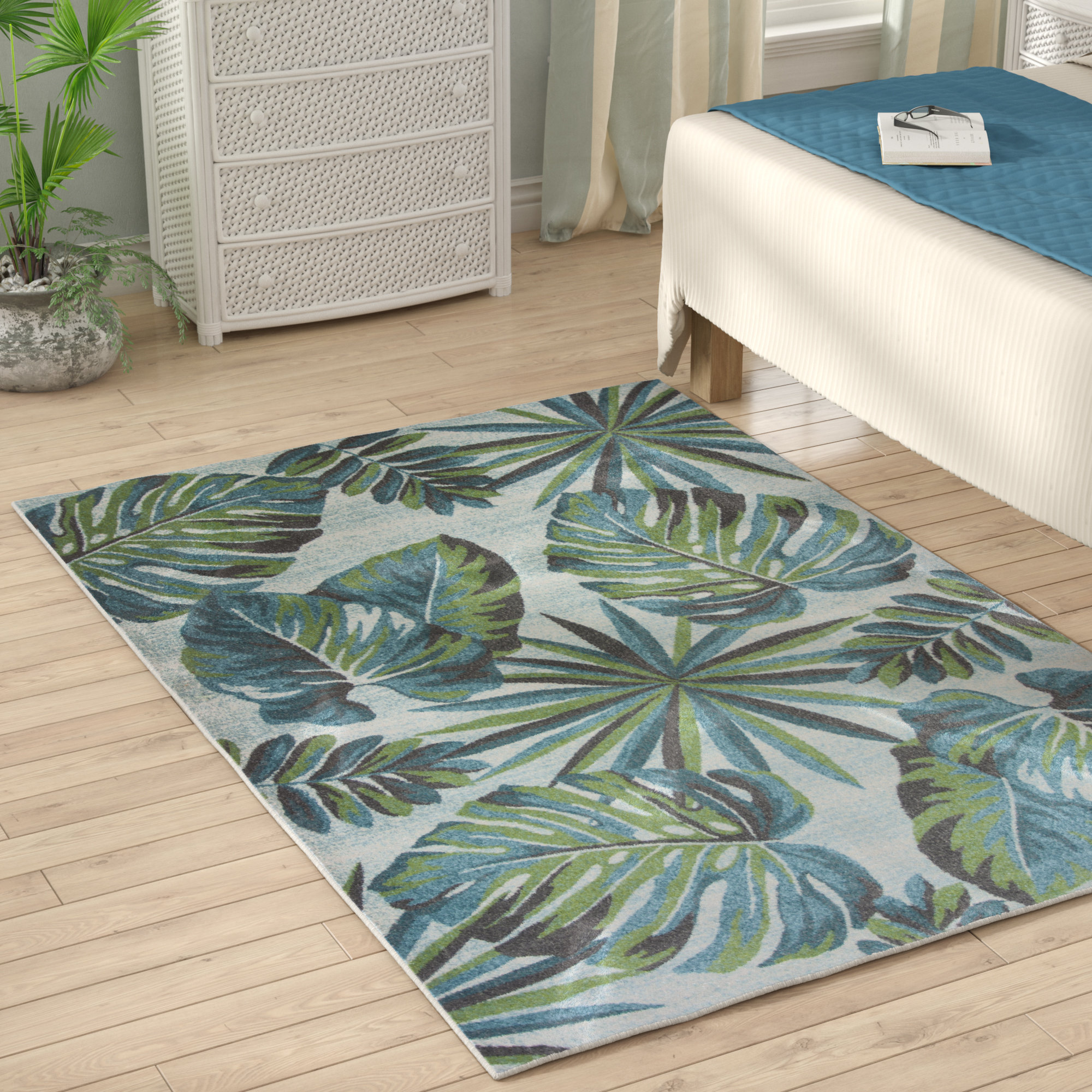 Bayou Breeze Alessa Floral Area Rug in Teal/Green & Reviews | Wayfair