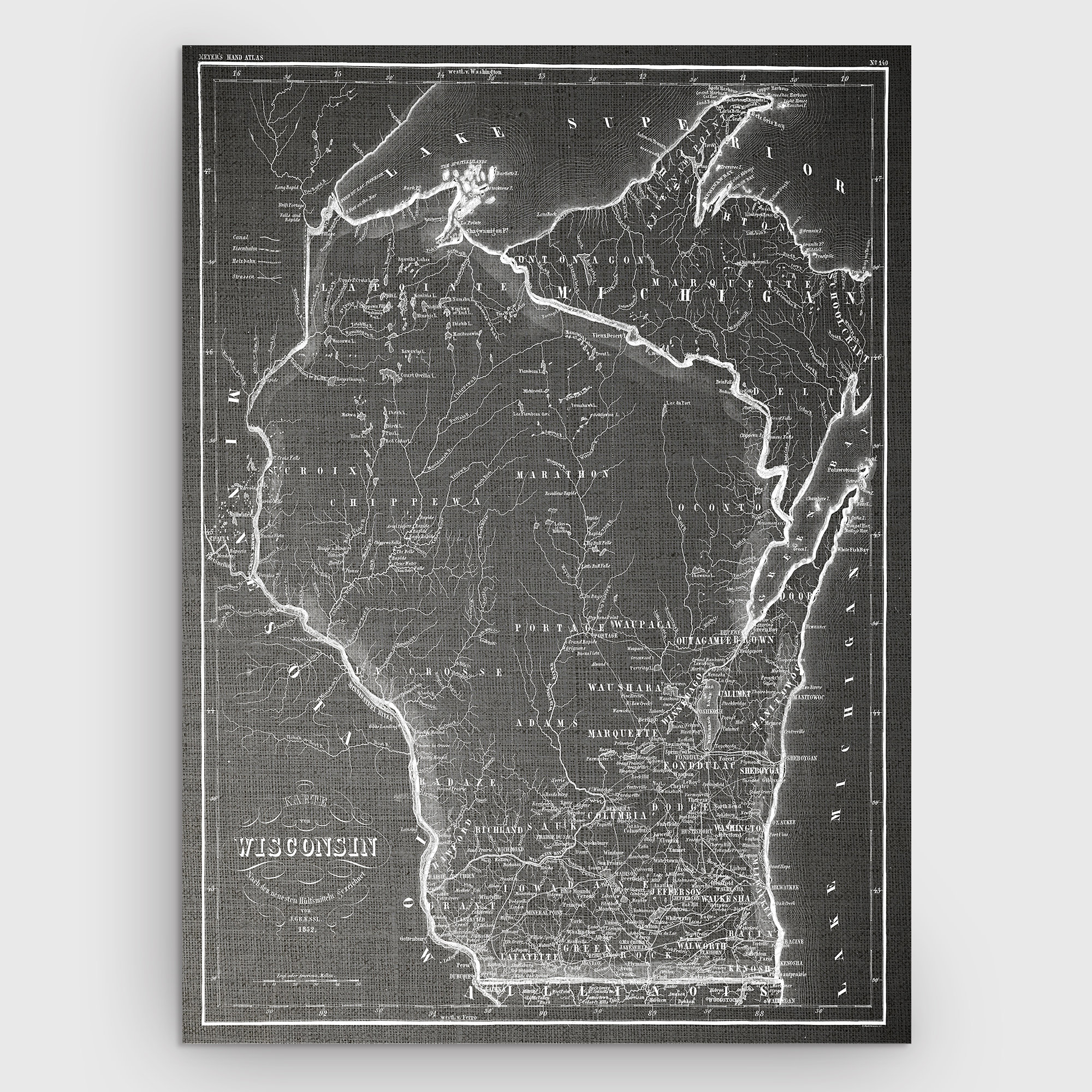 WexfordHome Wisconsin Sketch Map - Graphic Art on Canvas | Wayfair