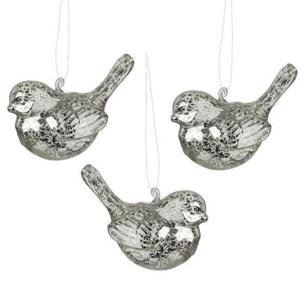 The Seasonal Aisle Silver Birds Hanging Figurine Ornament Set | Wayfair ...