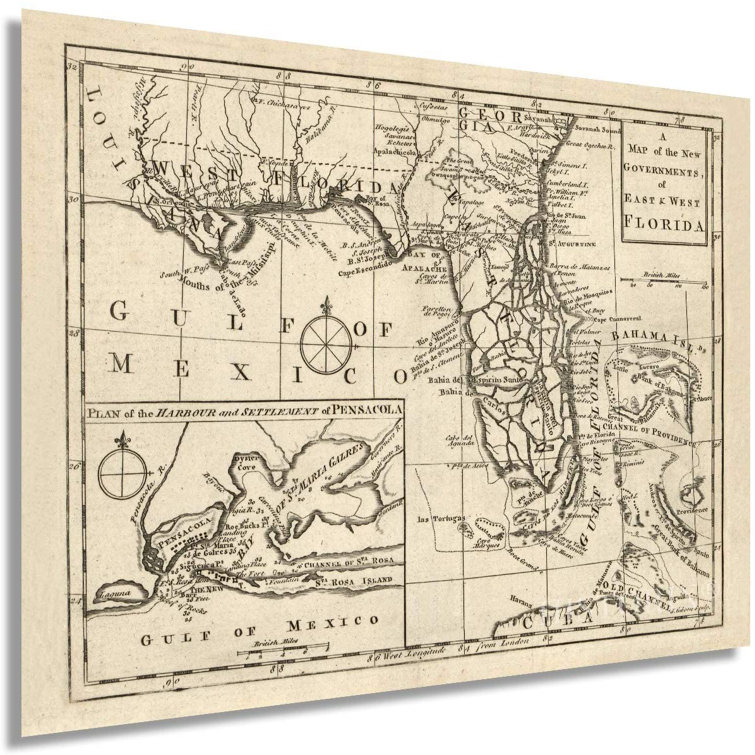 Breakwater Bay 1763 East And West Florida Map - Unframed Graphic Art ...
