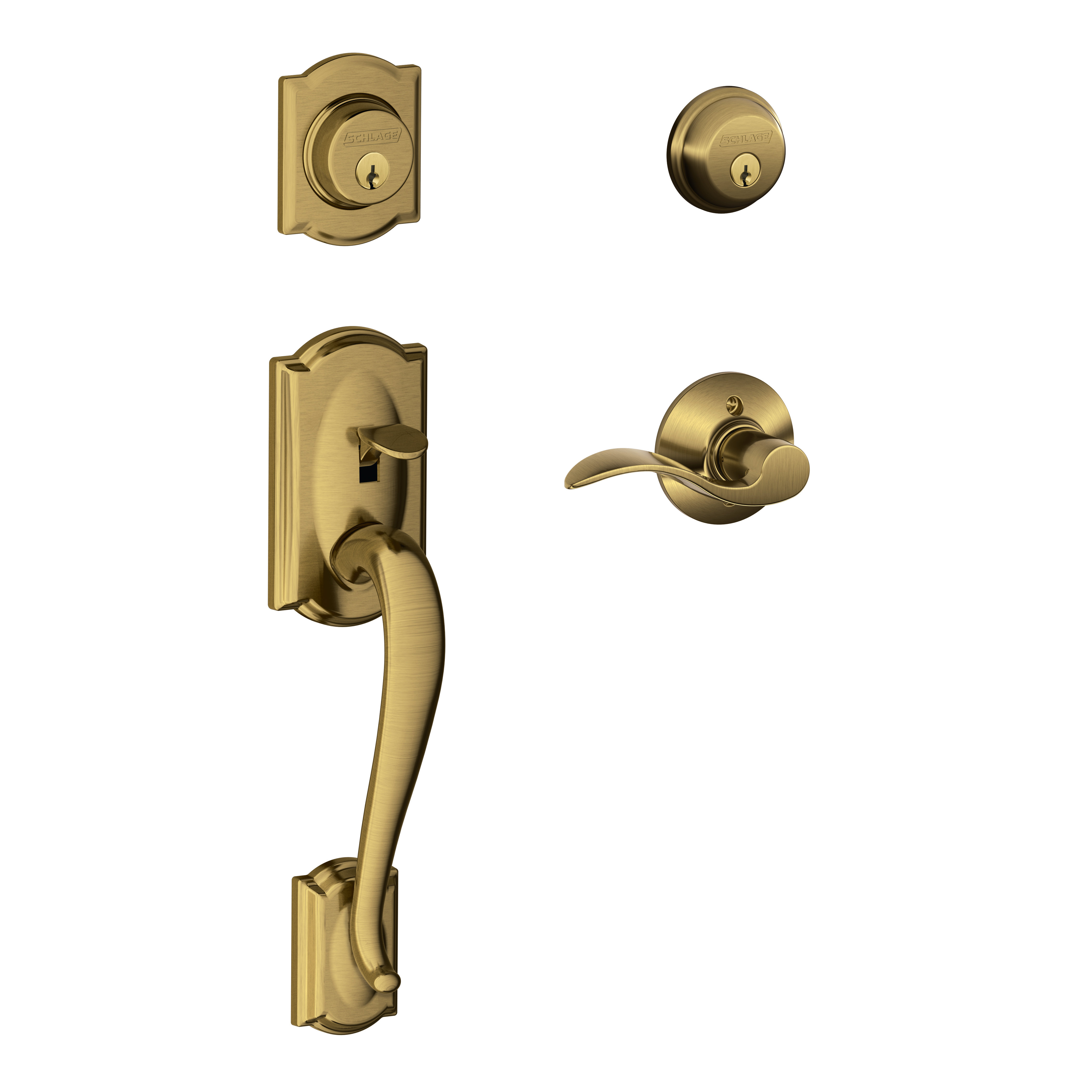 Schlage Camelot Handleset with Double Cylinder Deadbolt and Door Knob ...