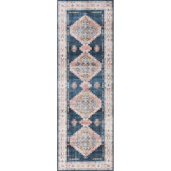 Bungalow Rose Jujhar Power Loom Performance Denim/Blush Rug & Reviews ...