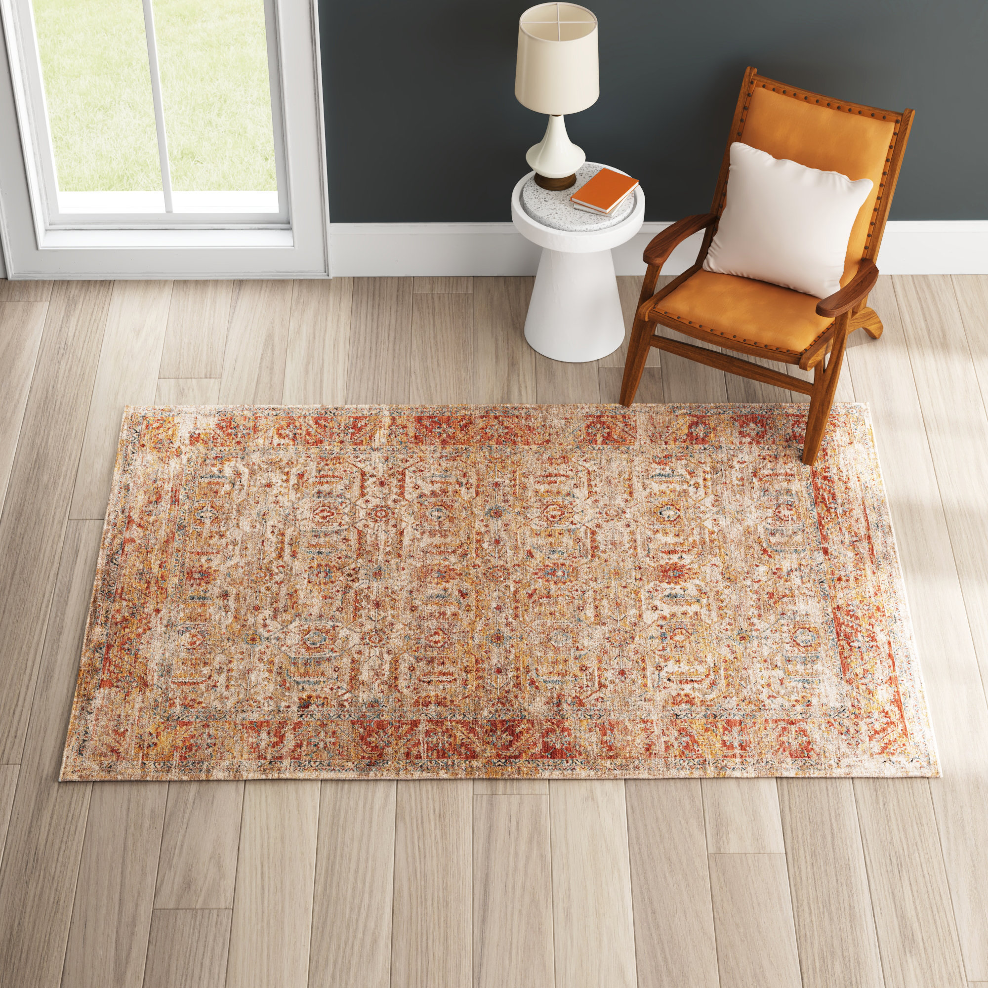 Langley Street Gorsuch Machine Woven Performance Rust/Cream Rug ...