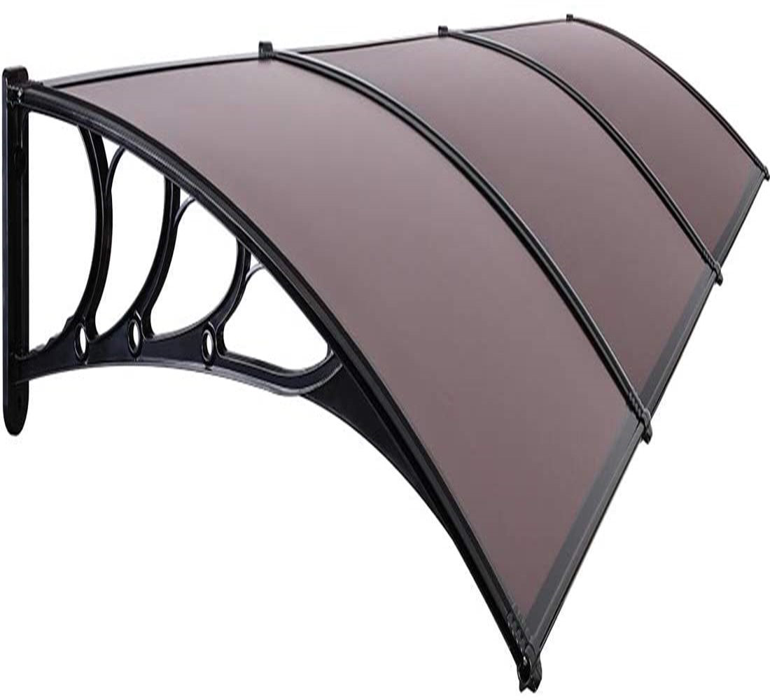 vivohome Polycarbonate Window Door Awning Canopy Brown with Black ...