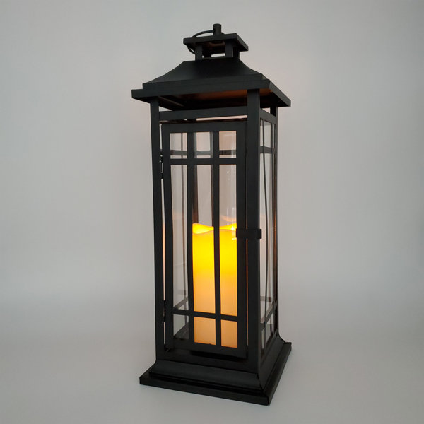 Red Barrel Studio® Battery Operated Black Window Metal Lantern with LED ...