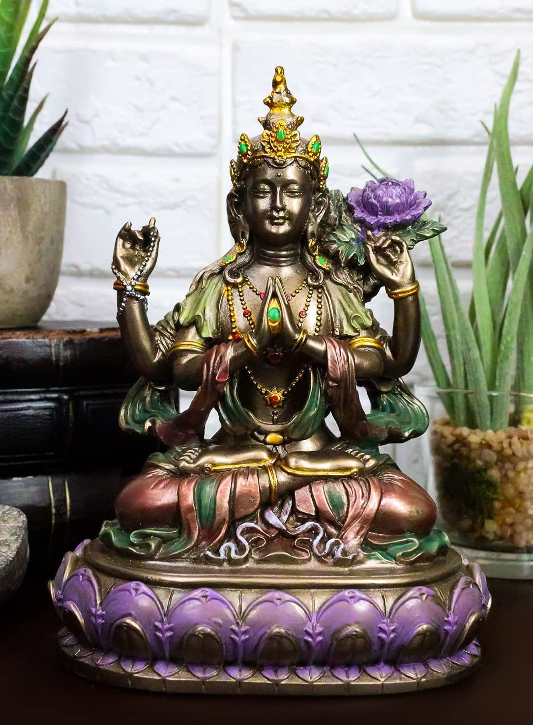 Bungalow Rose Buddha Avalokite?Vara Padmapani Kuan Yin Holding Flower ...