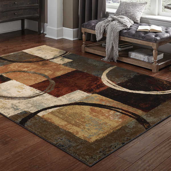 Lark Manor Geovany Abstract Brown/Black/Beige Area Rug & Reviews | Wayfair