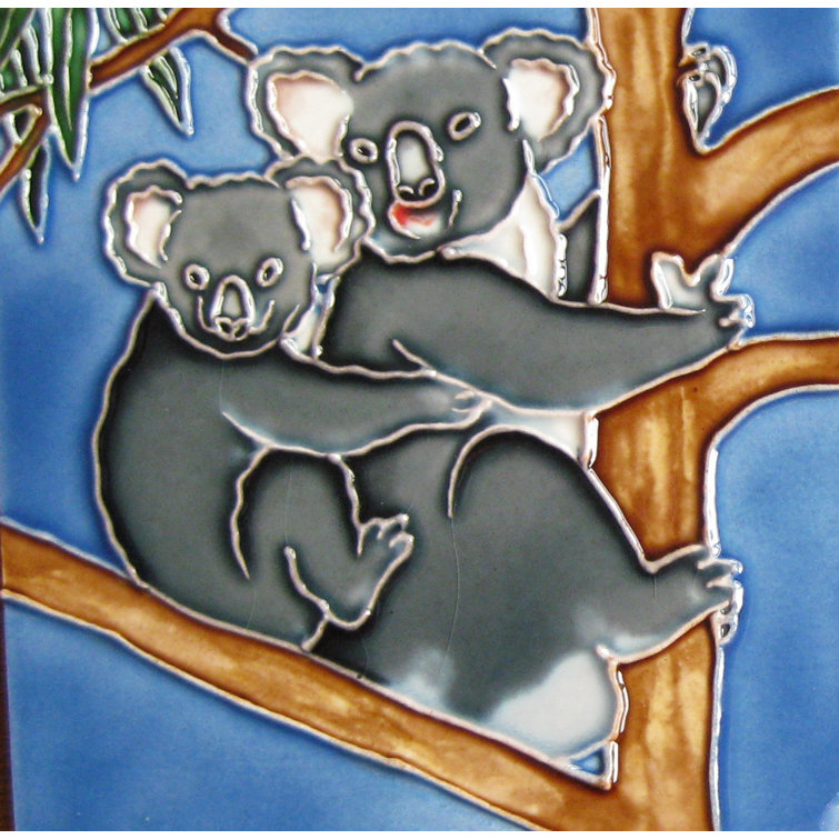 Continental Art Center 4" x 4" Ceramic Koala Decorative Mural Tile ...