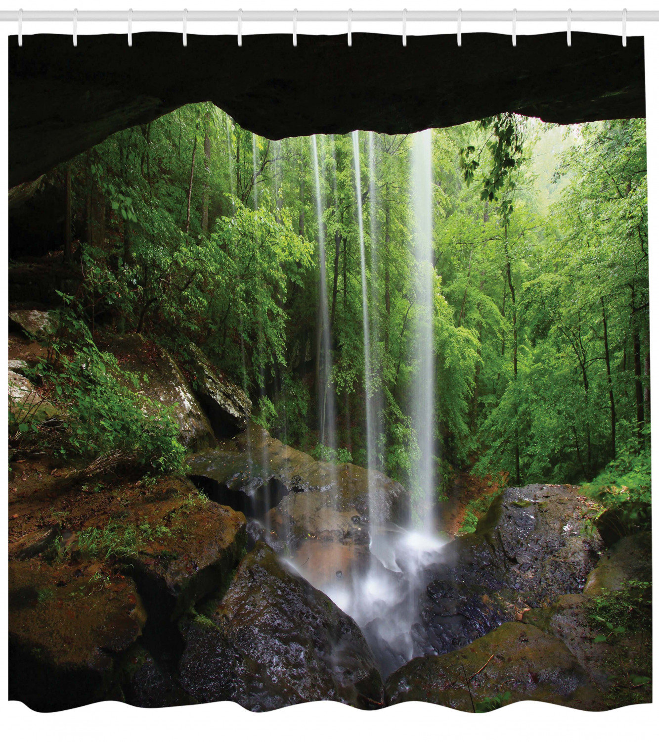 East Urban Home Natural Cave Shower Curtain Set + Hooks | Wayfair