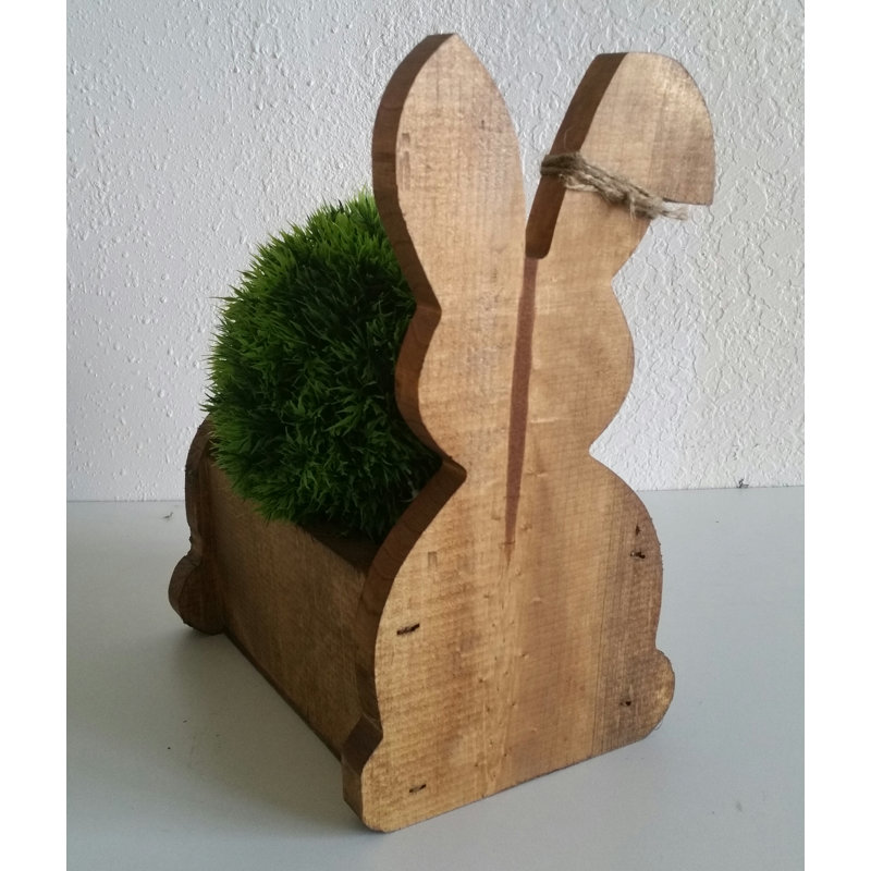 Established 98 Bunny Wood Statue Planter | Wayfair
