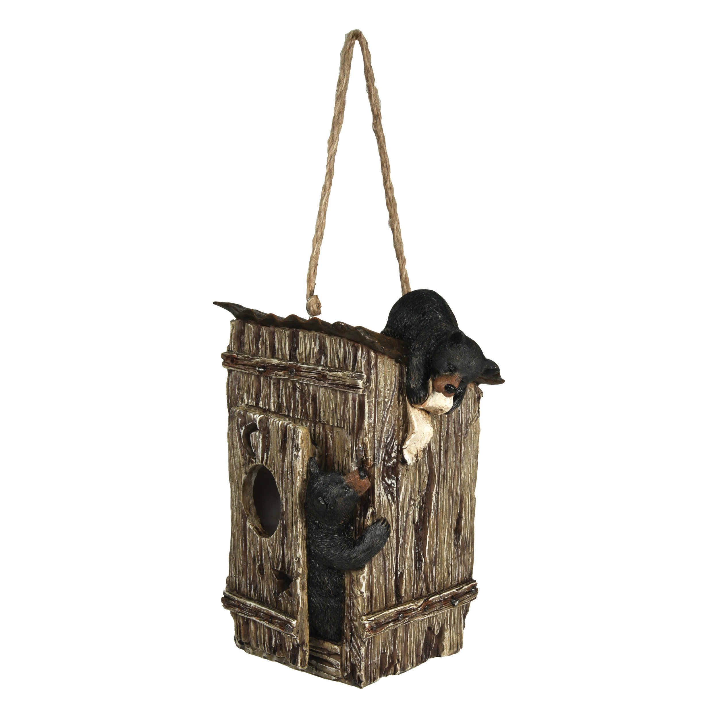 River's Edge Products Bears in Outhouse 9 in x 7 in x 7 in Birdhouse ...