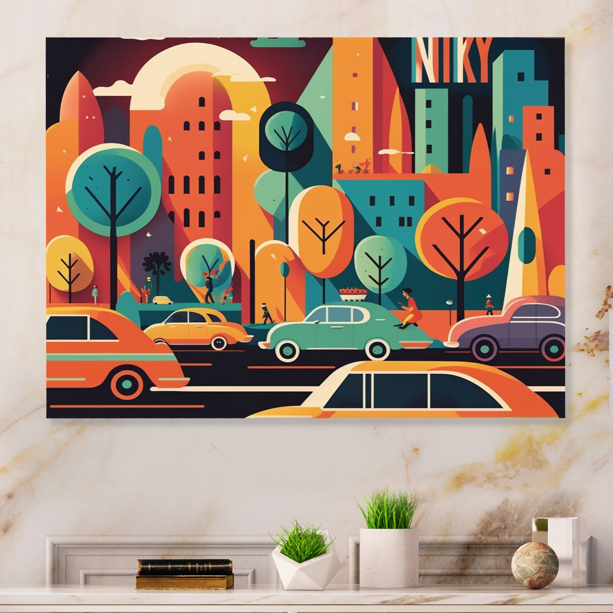 Corrigan Studio® Colorful Cityscape IV - Cityscapes Canvas Wall Art ...