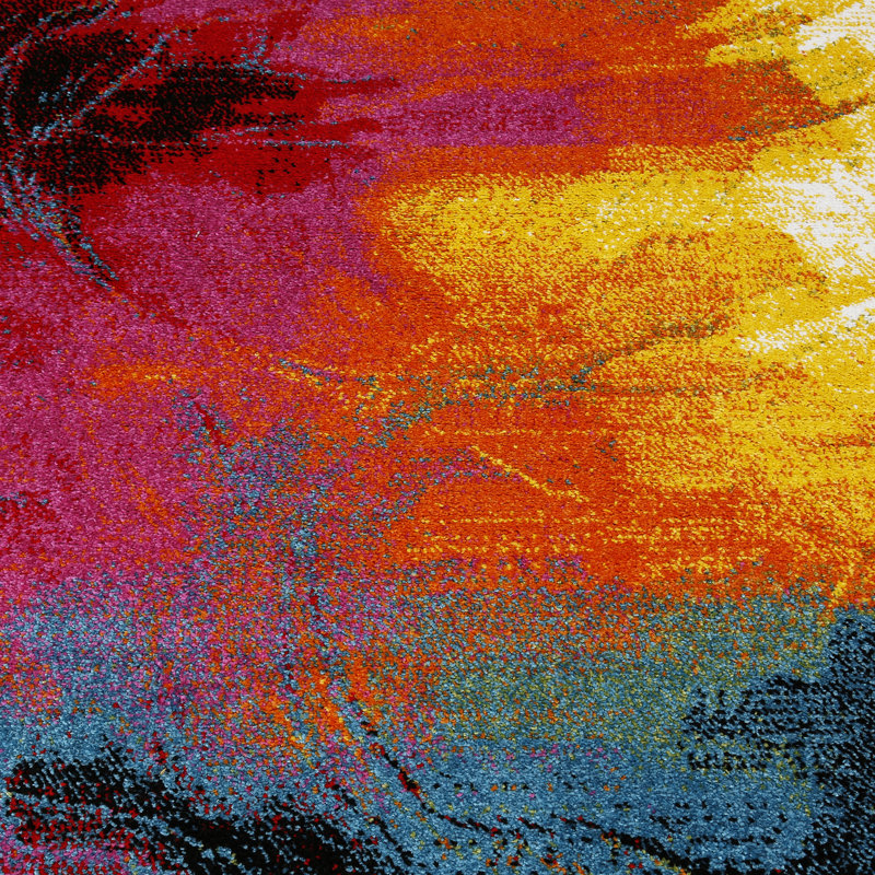 Wrought Studio Olgethorpe Performance Black/Pink Rug & Reviews | Wayfair