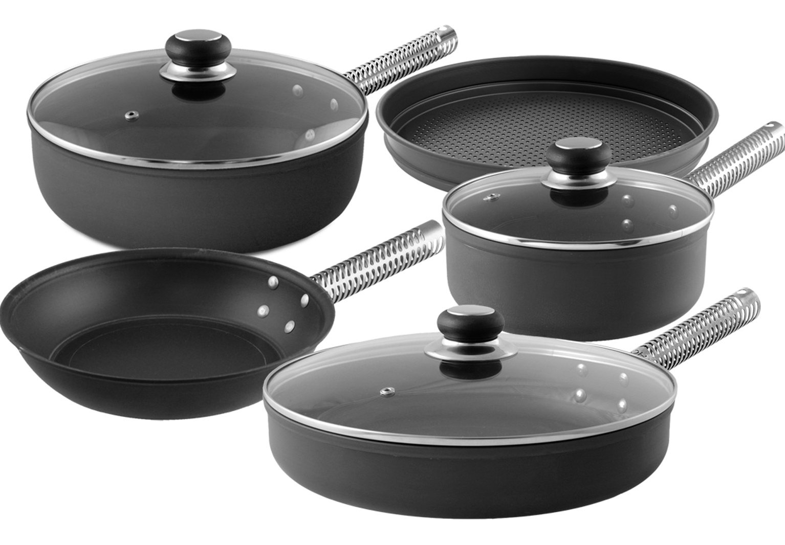 Lloydpans Kitchenware 8 Piece Aluminum Non Stick Hard Anodized Cookware