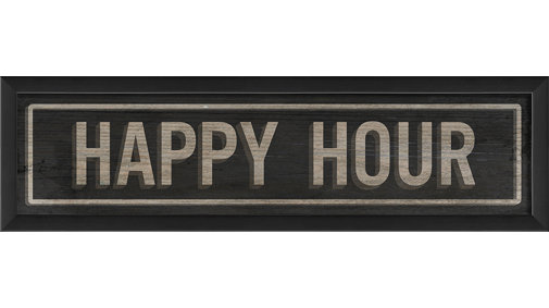 Ebern Designs 'Happy Hour Sign V' Framed Textual Art | Wayfair