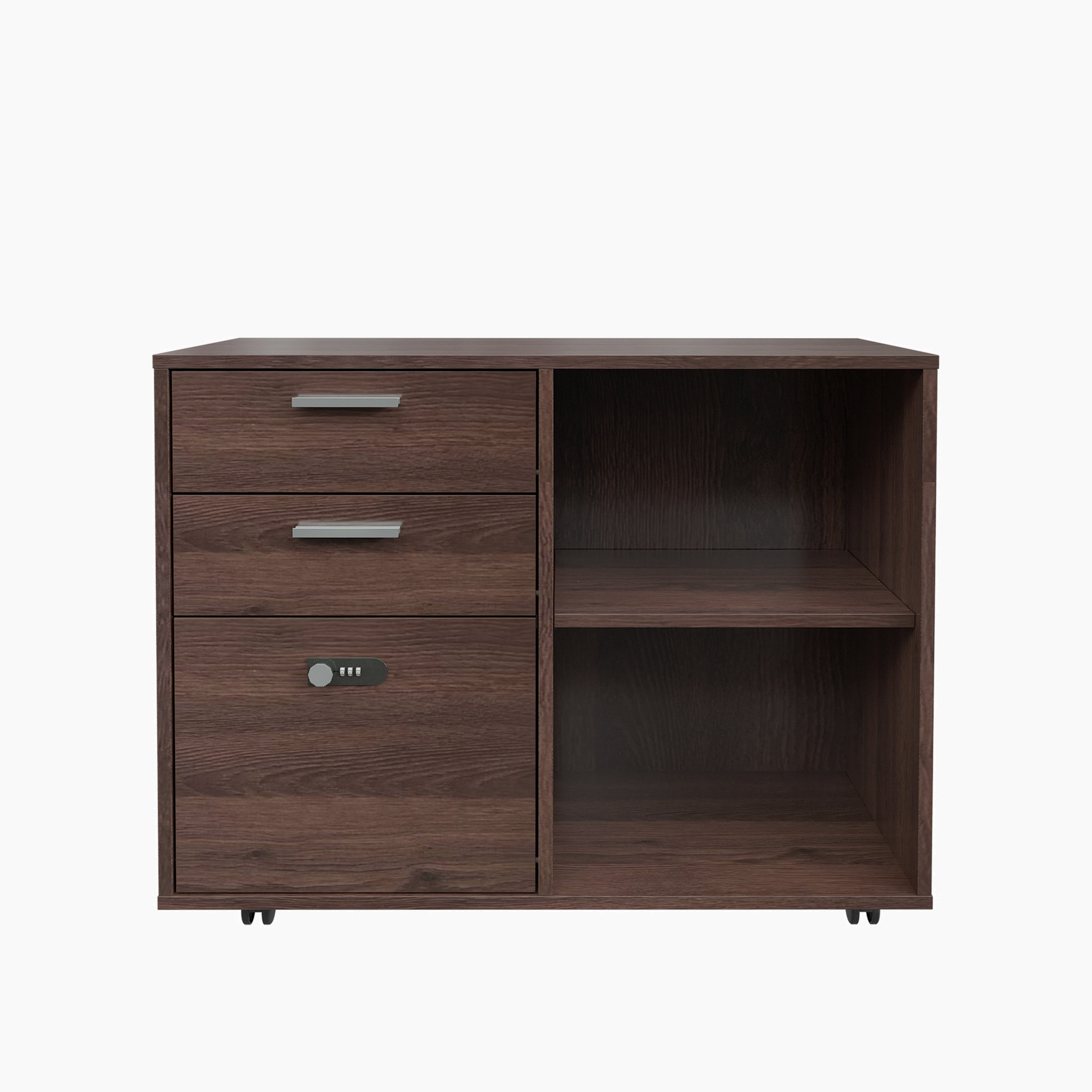 Ebern Designs Brown Oak File Cabinet,Drawer Wood File Cabinet With ...