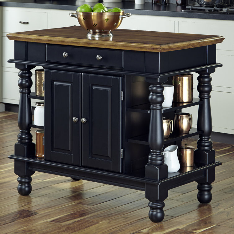 Lark Manor Aamyah 42'' Wide Rolling Kitchen Island with Solid Wood Top ...