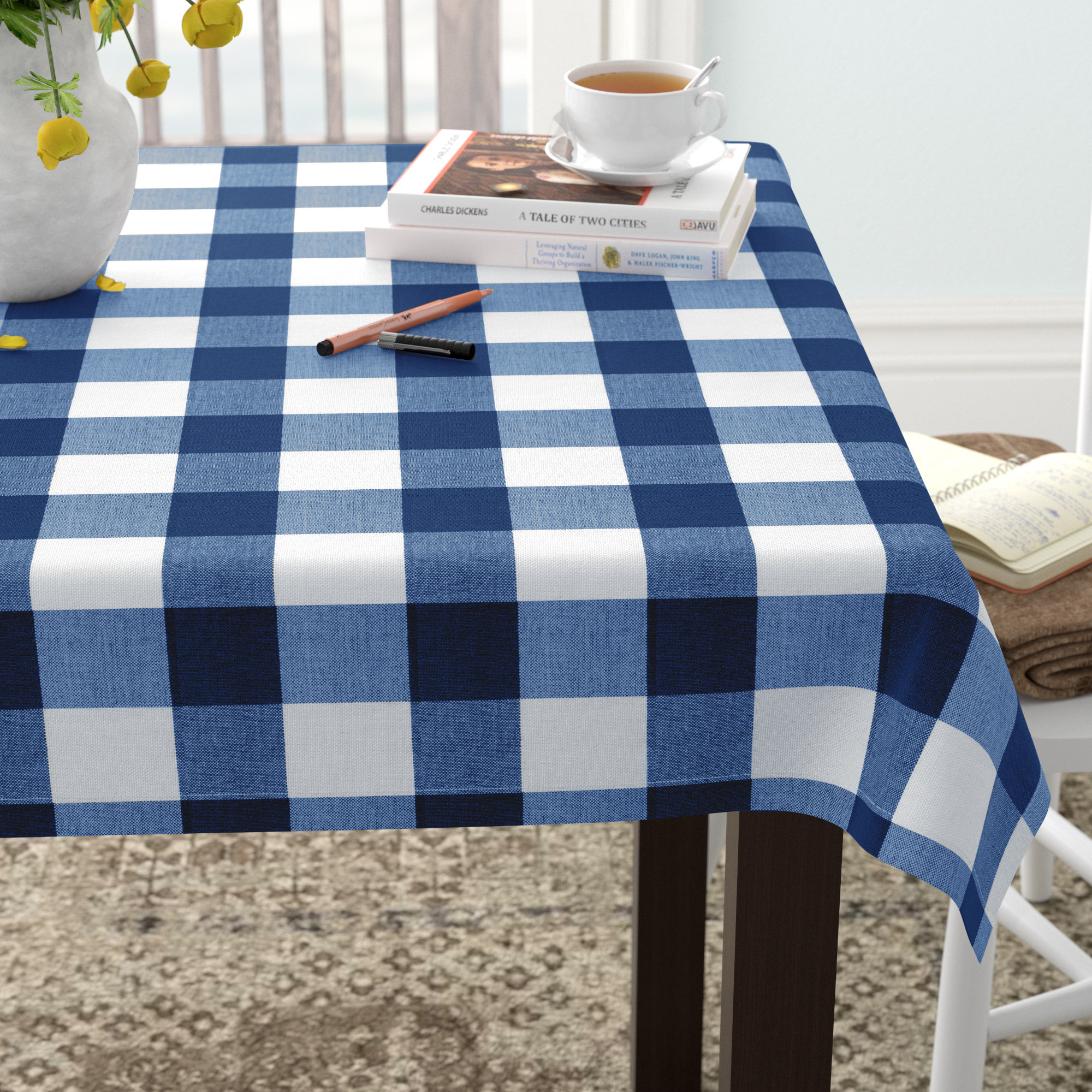 Gracie Oaks Wolsingham Gingham 100% Cotton Square Tablecloth & Reviews ...