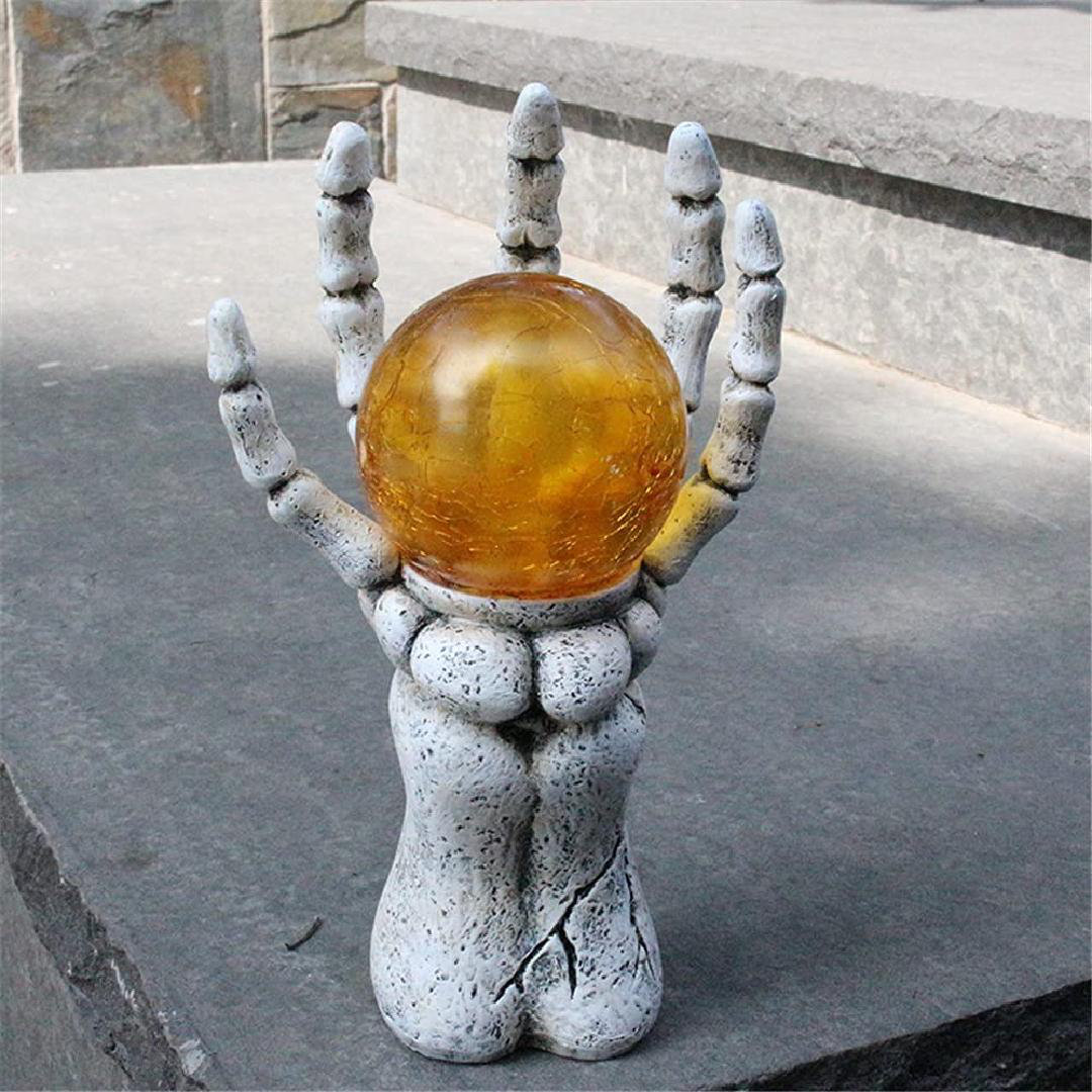 The Holiday Aisle® Skeleton Hand Moon Lamp Statue | Wayfair