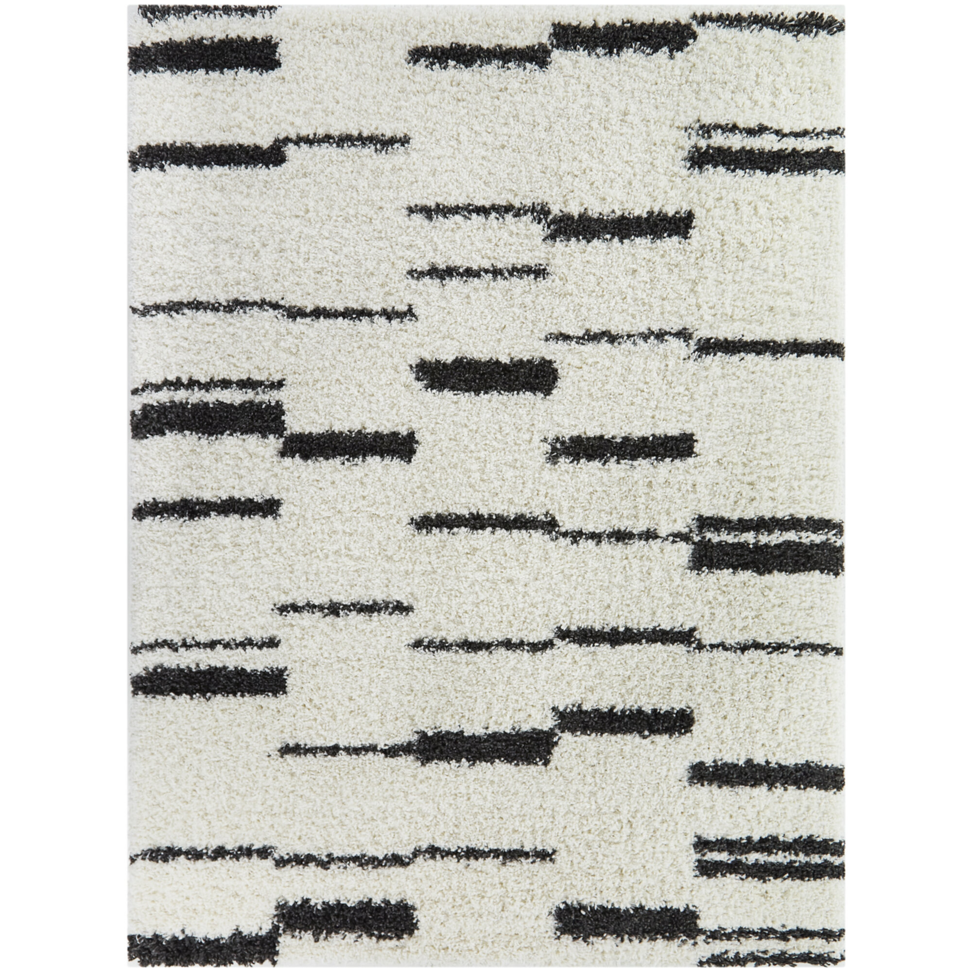 Latitude Run® Hashlamoun Cream/Black Modern Abstract Area Rug | Wayfair