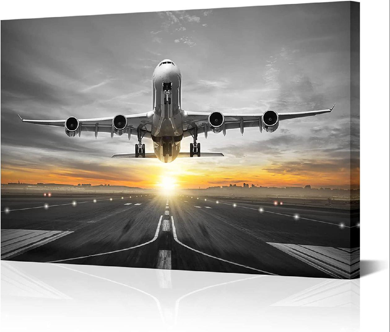 Latitude Run® Aviation Decor Airplane Plane Flying Over Runway C ...