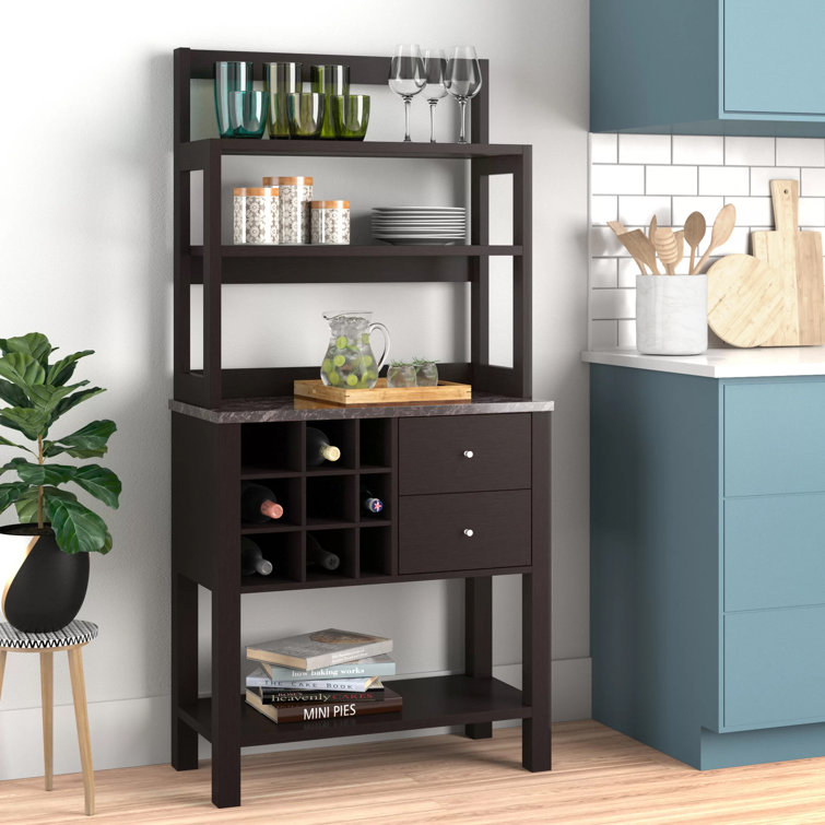 Wade Logan® Brueck 31'' Wood Standard Baker's Rack with Microwave ...