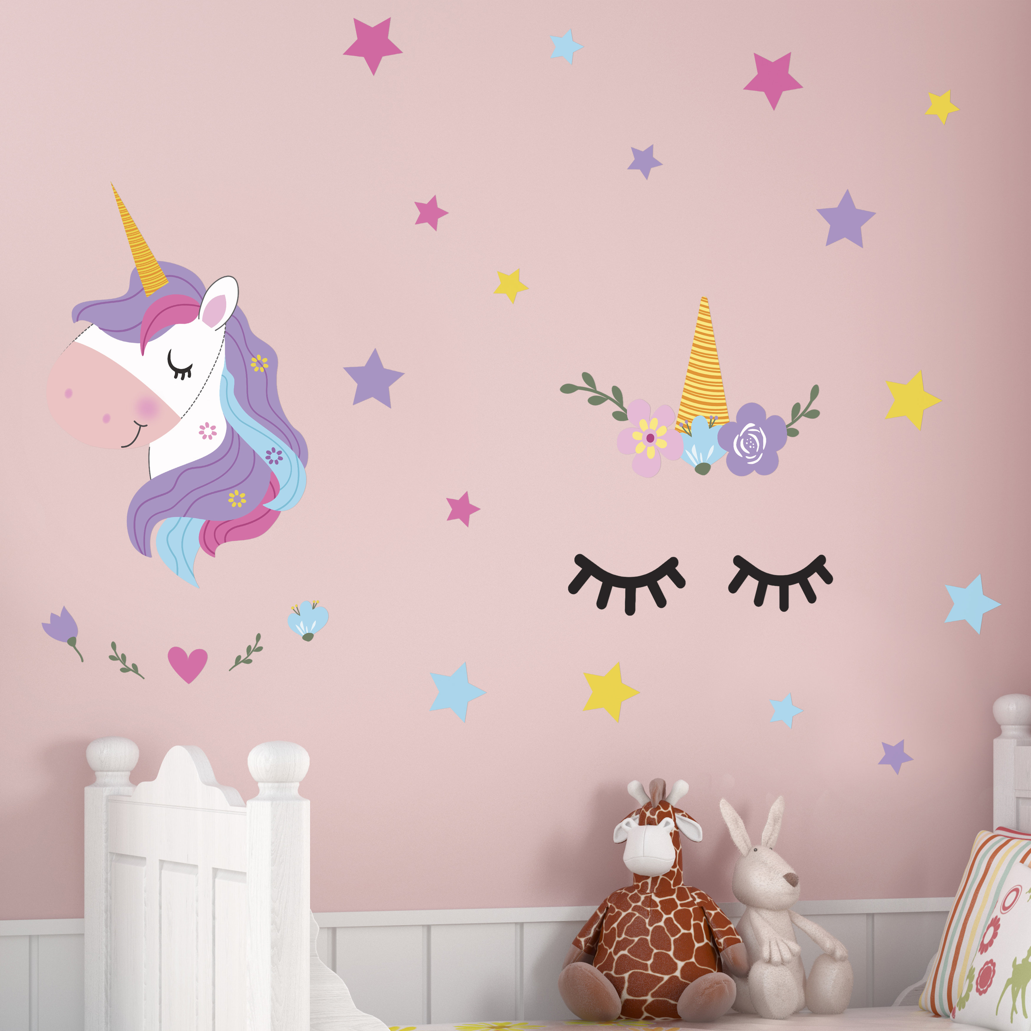 Zoomie Kids Sleepy Unicorns Wall Decal | Wayfair