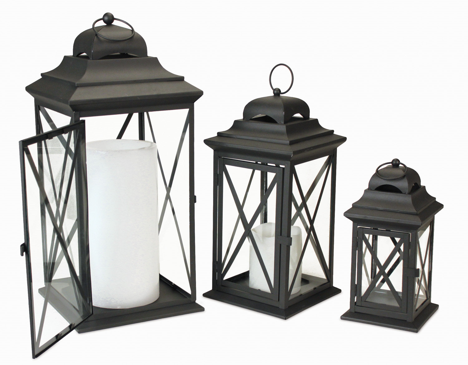 Gracie Oaks 3 Piece Glass Tabletop Lantern Set | Wayfair