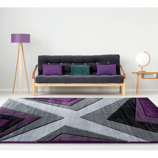 Wrought Studio Aulene Power Loom Gray/Purple/Black Rug | Wayfair