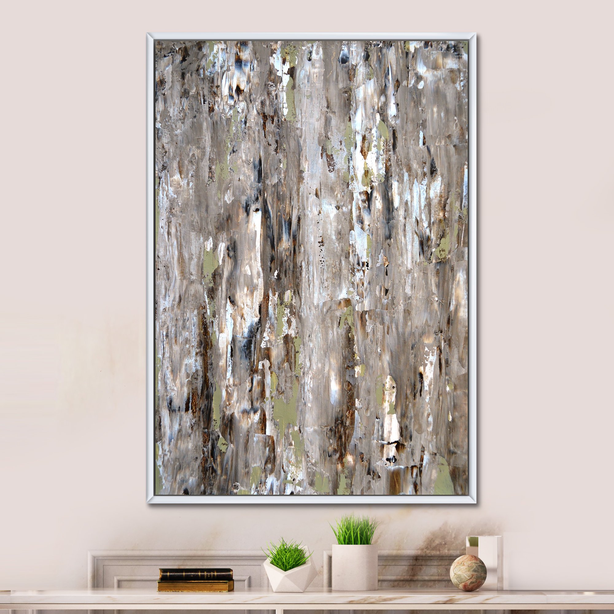 Wrought Studio Green And Beige Abstract Art II Green And Beige Abstract ...