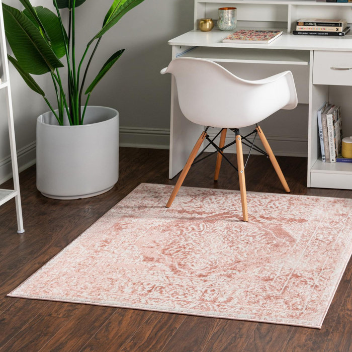 August Grove® Boyland Performance Pink/Ivory Rug & Reviews | Wayfair