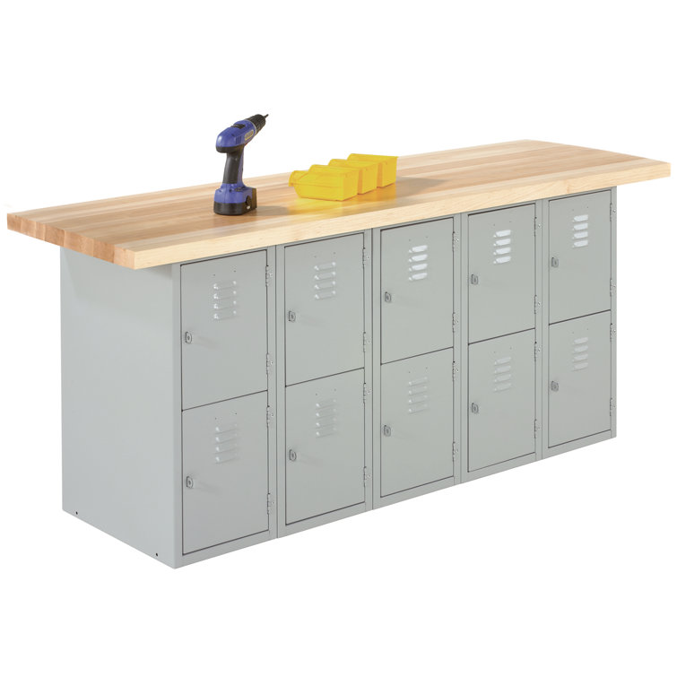 Shain Vertical Locker Unit Wood Top Workbench | Wayfair