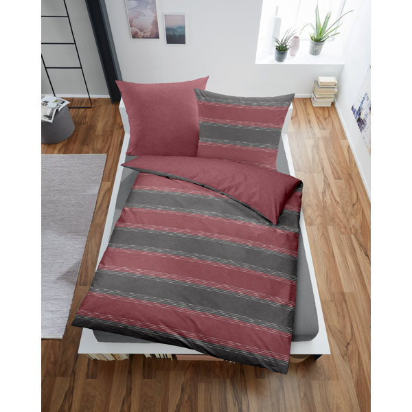 Dormisette Webkunst Red/Grey Flannel 81 TC Duvet Cover Set | Wayfair.co.uk