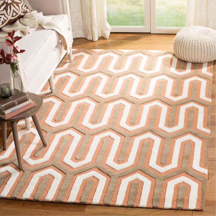 George Oliver Deedgra Handmade Tufted Wool Orange/Gray Rug & Reviews ...