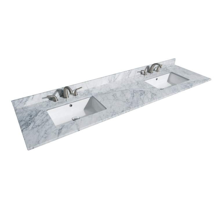 Wyndham Collection 80" Double Bathroom Vanity Top in White with Sink ...