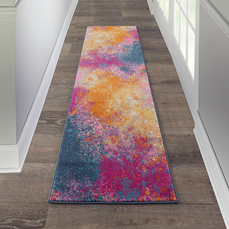 17 Stories Liiam Performance Pink/Yellow Rug & Reviews | Wayfair