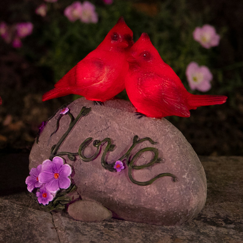 Exhart Solar Cardinal Love Rock Statue with Flowers, 8 Inch & Reviews ...