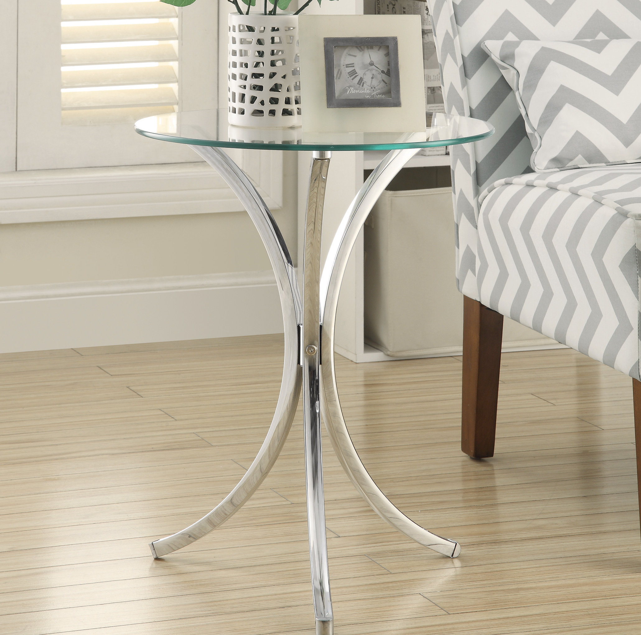 Orren Ellis Aliaksandra 18'' Tall Glass 3 Legs End Table | Wayfair