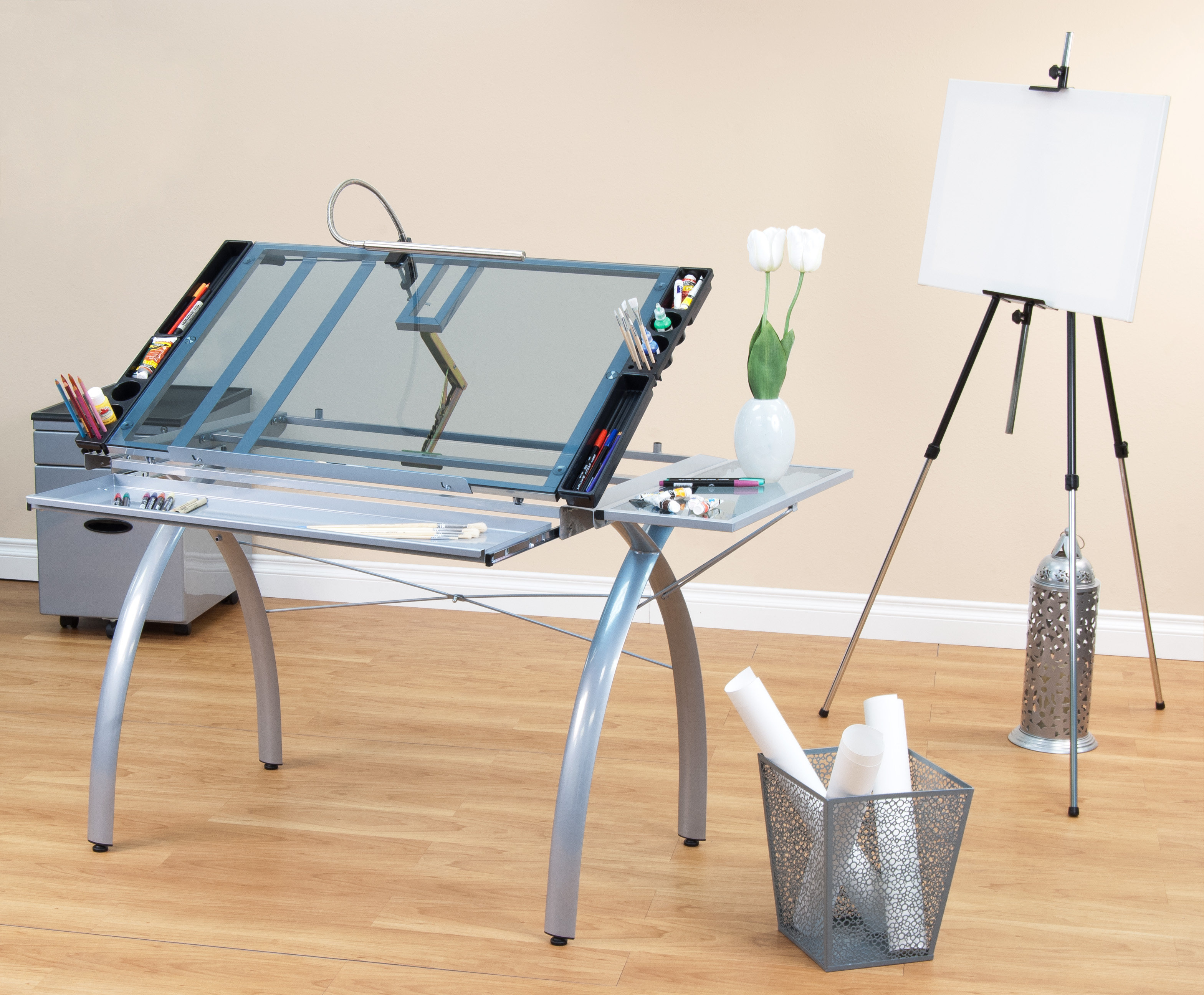 Inbox Zero Courson Glass Drafting Table & Reviews | Wayfair