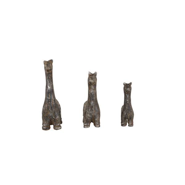 World Menagerie 3 Piece Leslee Carved Metal Llama Table Decor Figurine ...