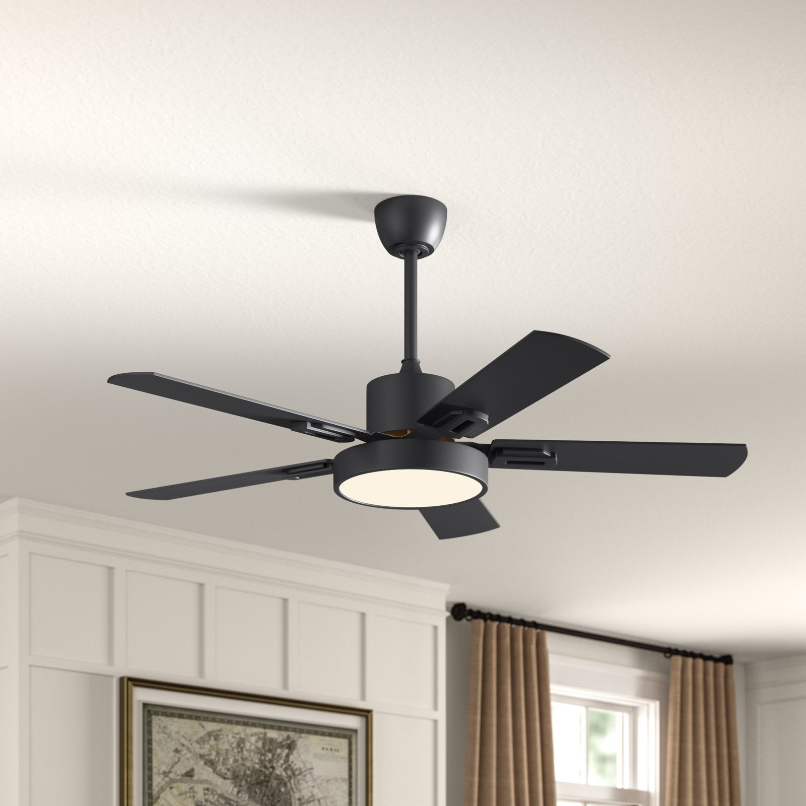 52''+Gile+5+-+Blade+LED+Standard+Ceiling+Fan+with+Remote+Control+and ...