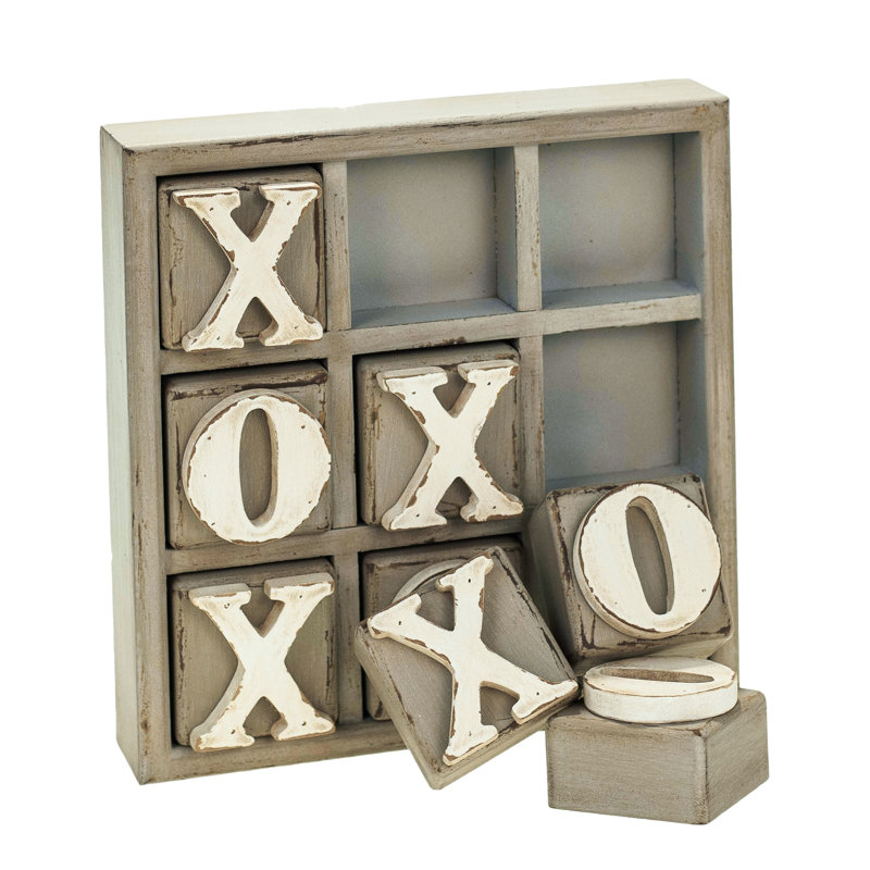 Gracie Oaks Haight Wood Tic Tac Toe Letter Block & Reviews | Wayfair