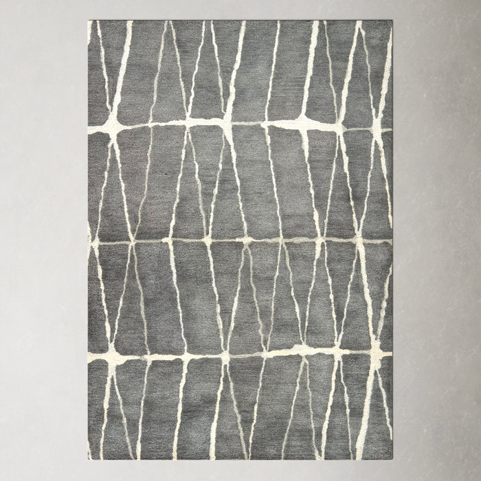 AllModern Pete Handmade Tufted Wool Gray Rug & Reviews | Wayfair