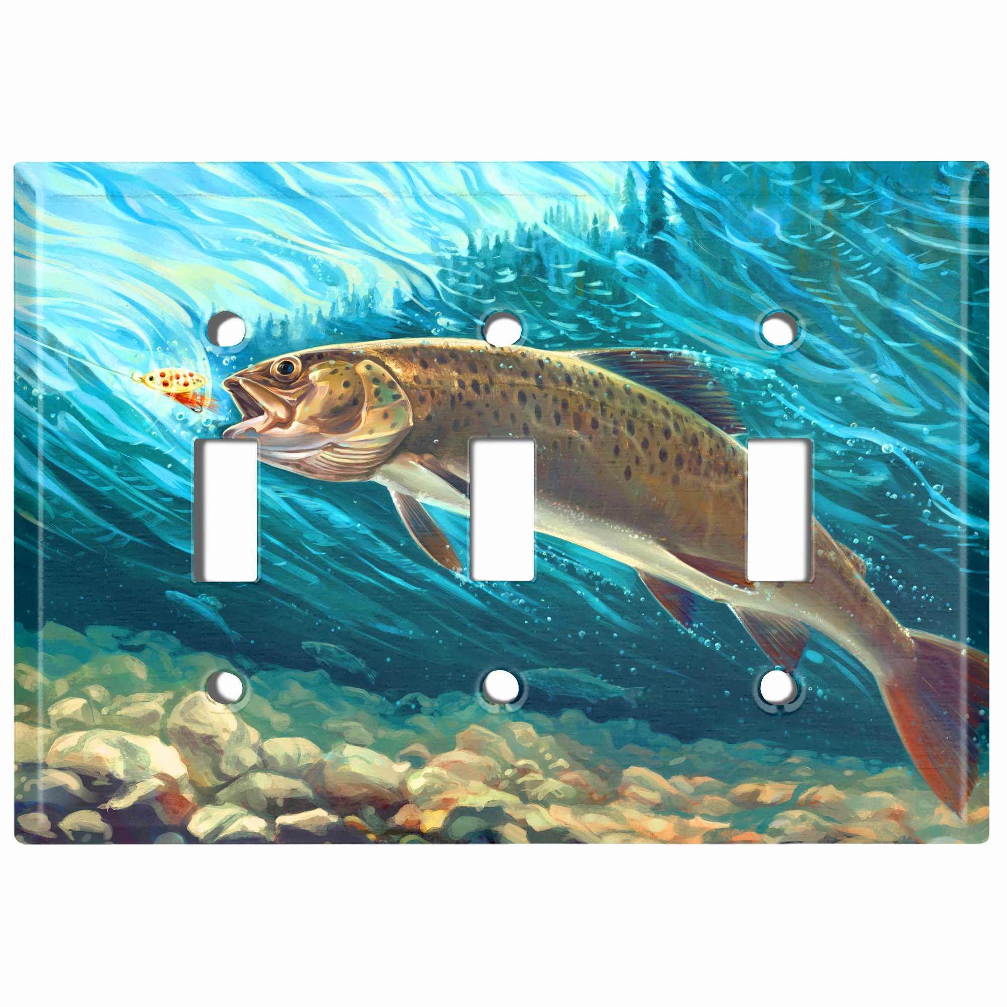 WorldAcc Trophy Fishing Trout Clear Water Lake 3-Gang Toggle Light ...